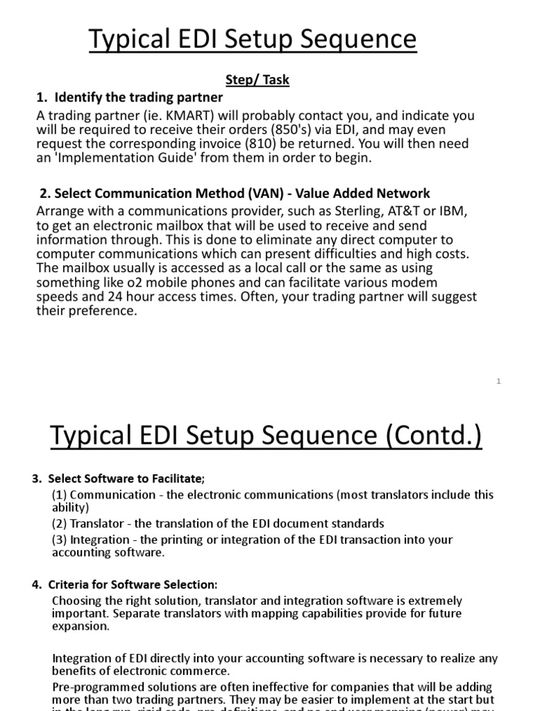 Typical EDI Setup Sequence | PDF | Electronic Data Interchange | Areas Of Computer Science