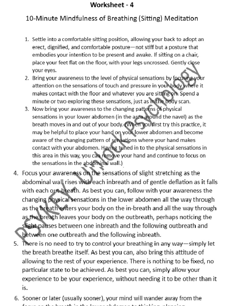 10 Min. Mindful Breathing Setting Meditation | PDF