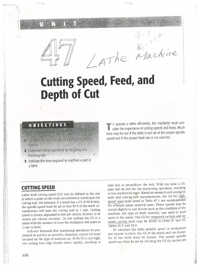 Lathe Machine Calculation | PDF