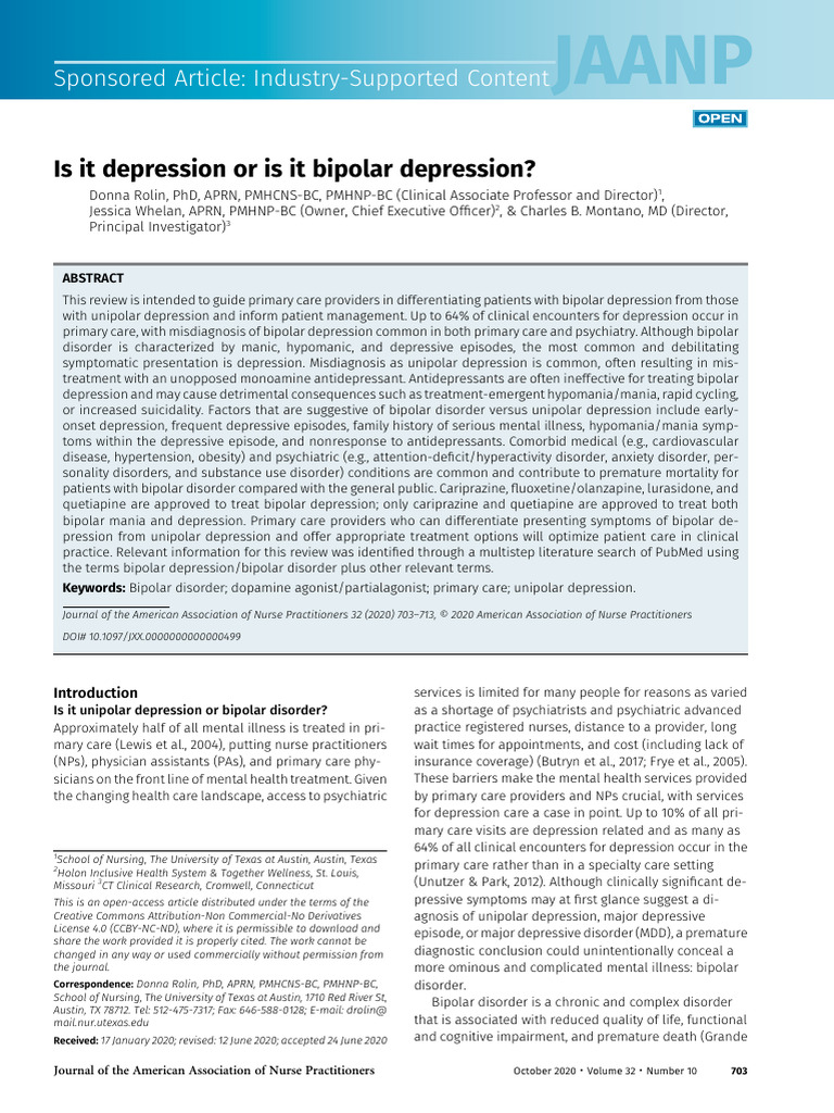 Is It Depression or Is It Bipolar Depression .12 | PDF | Bipolar ...
