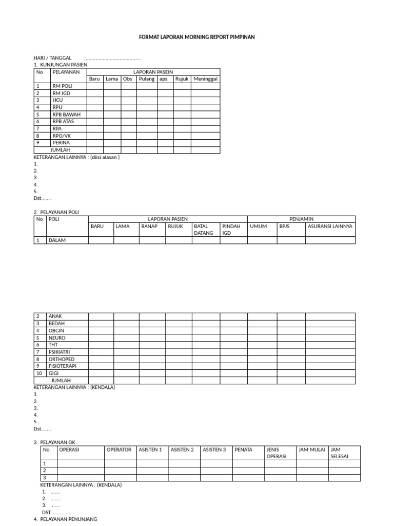 Format Laporan Morning Report Pimpinan | PDF