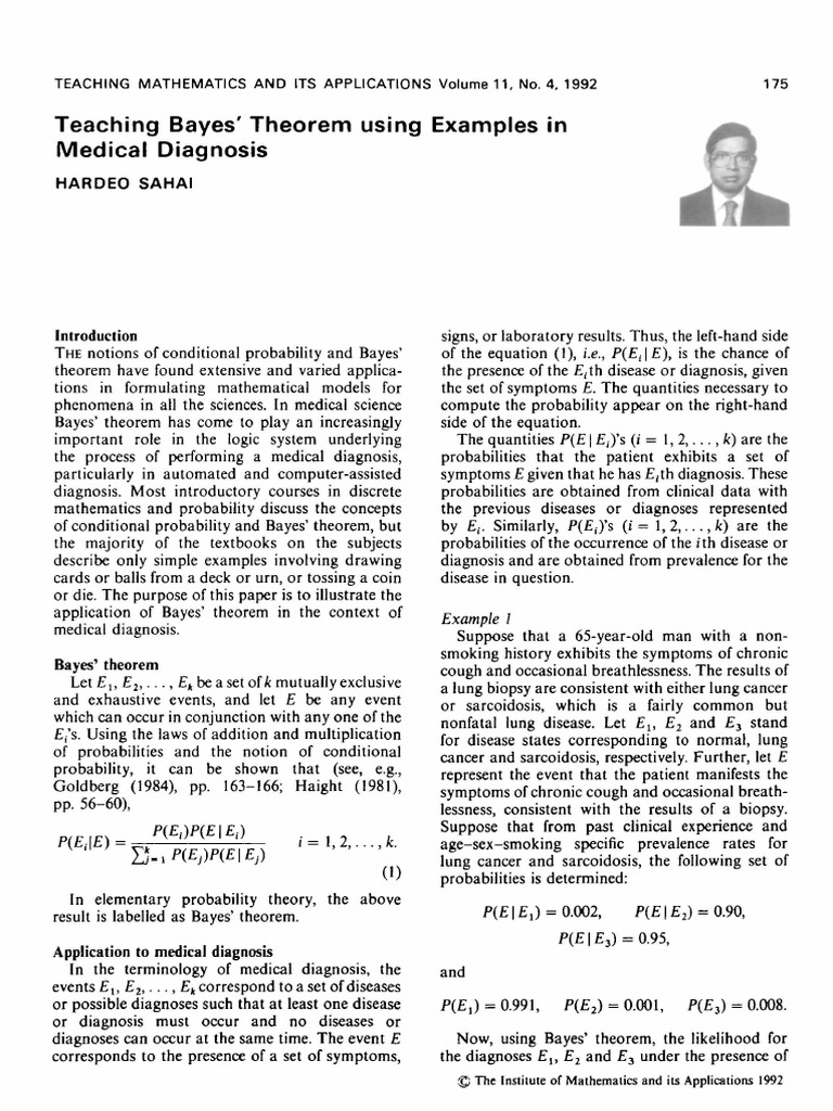 Bayes' Theorem in Medical Diagnosis | PDF | Medical Diagnosis ...