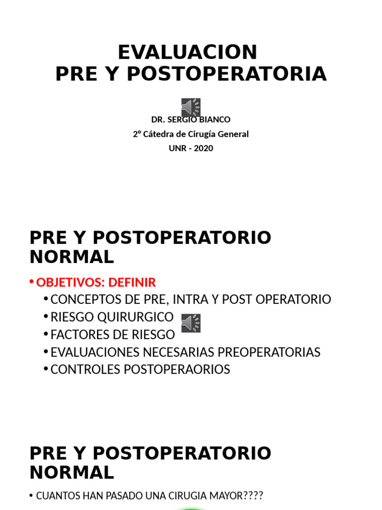 Evaluacion Pre y Pos | PDF | Anestesia | Cirugía