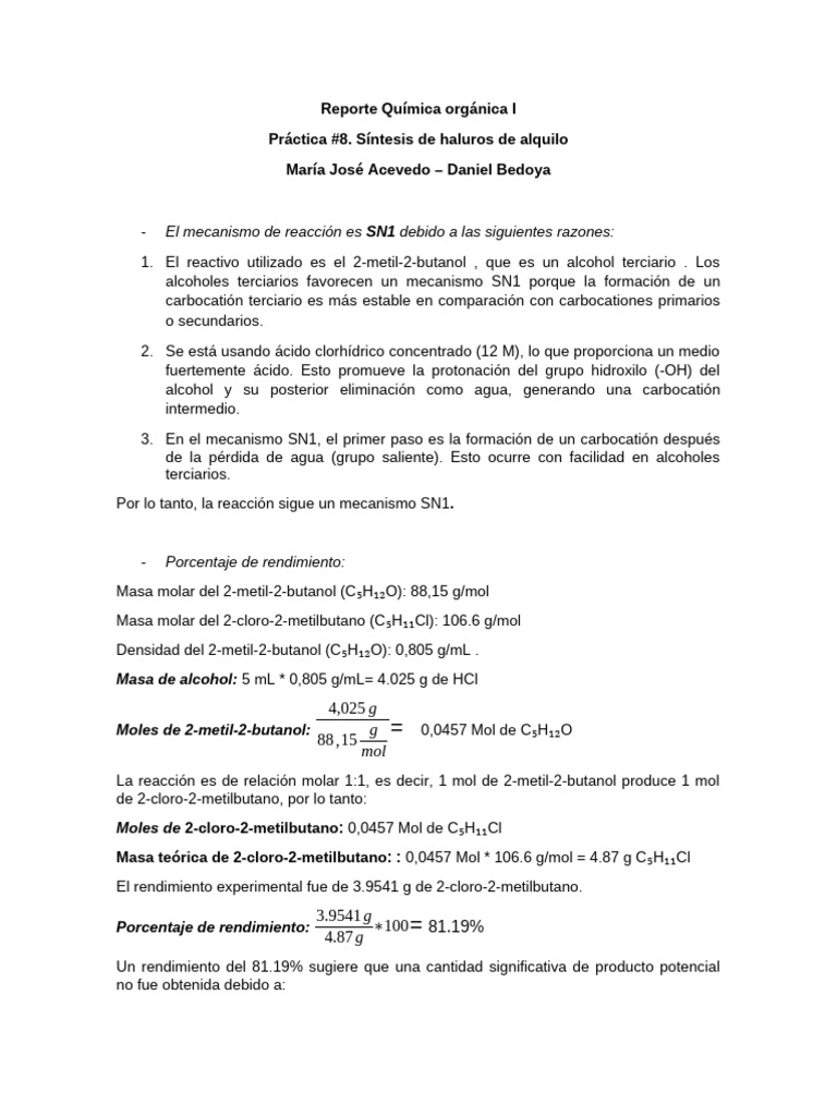 De 2-cloro-3-metilbutano a 2-metil-2-butanol | PDF | Química | Química ...