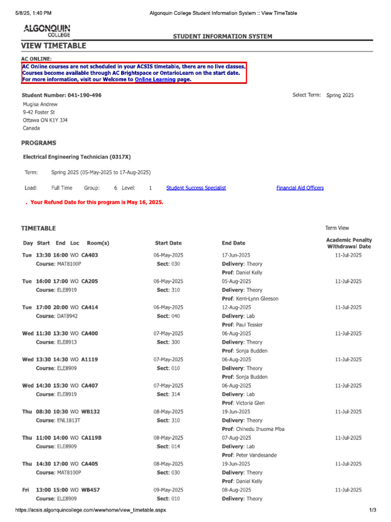 Updated Timetable - Term View | PDF