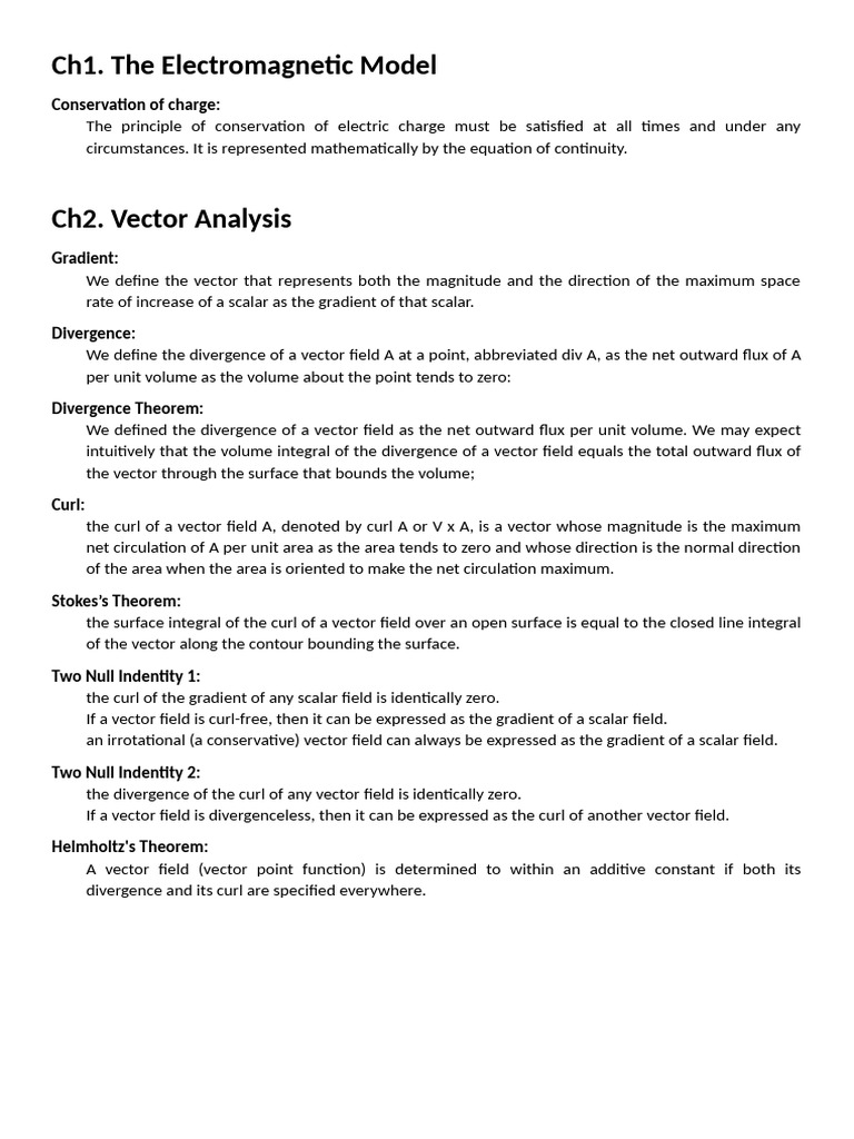 Summary - Highlighted Sentences - ch1 8 | PDF | Electric Field | Flux