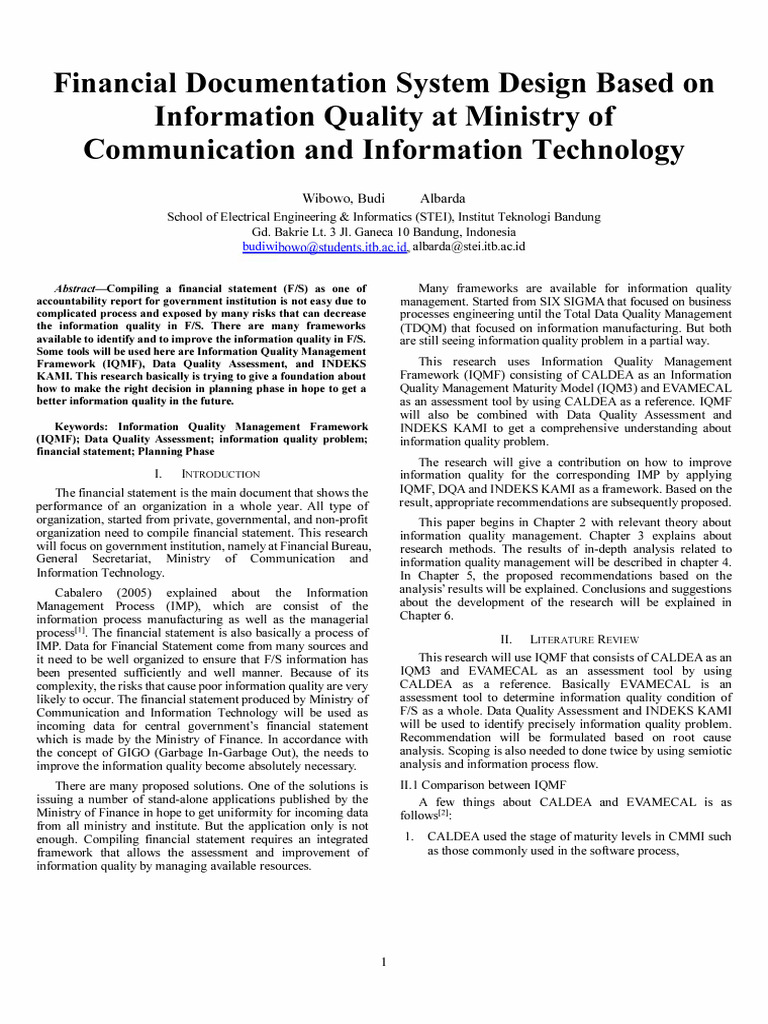 Financial Documentation System Design Based On Information Quality at Ministry of Communication ...
