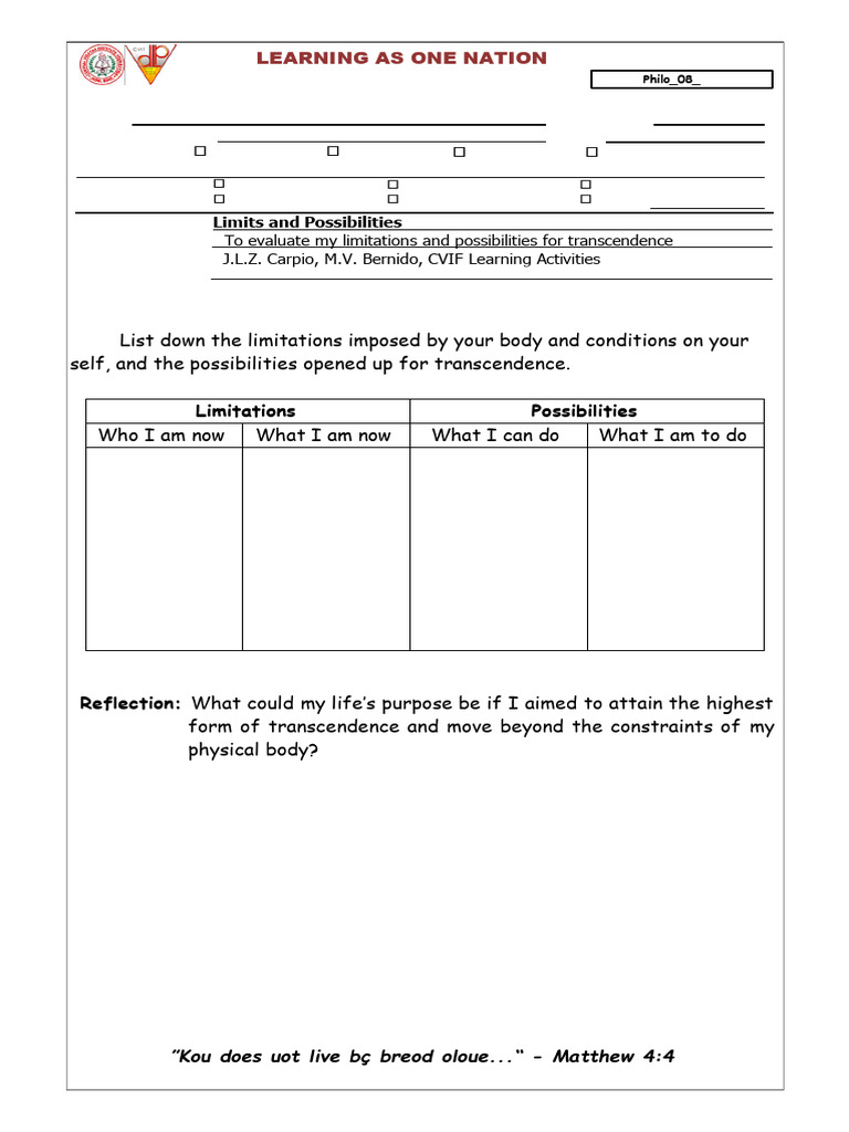 Intro To Philo LAS 11 Limits and Possibilities | PDF