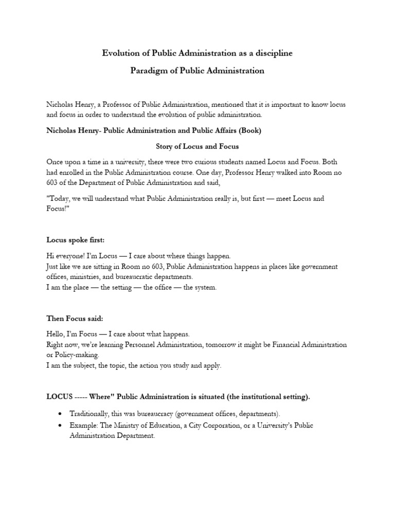 Evolution of Public Administration As A Discipline | PDF | Public Administration | Governance