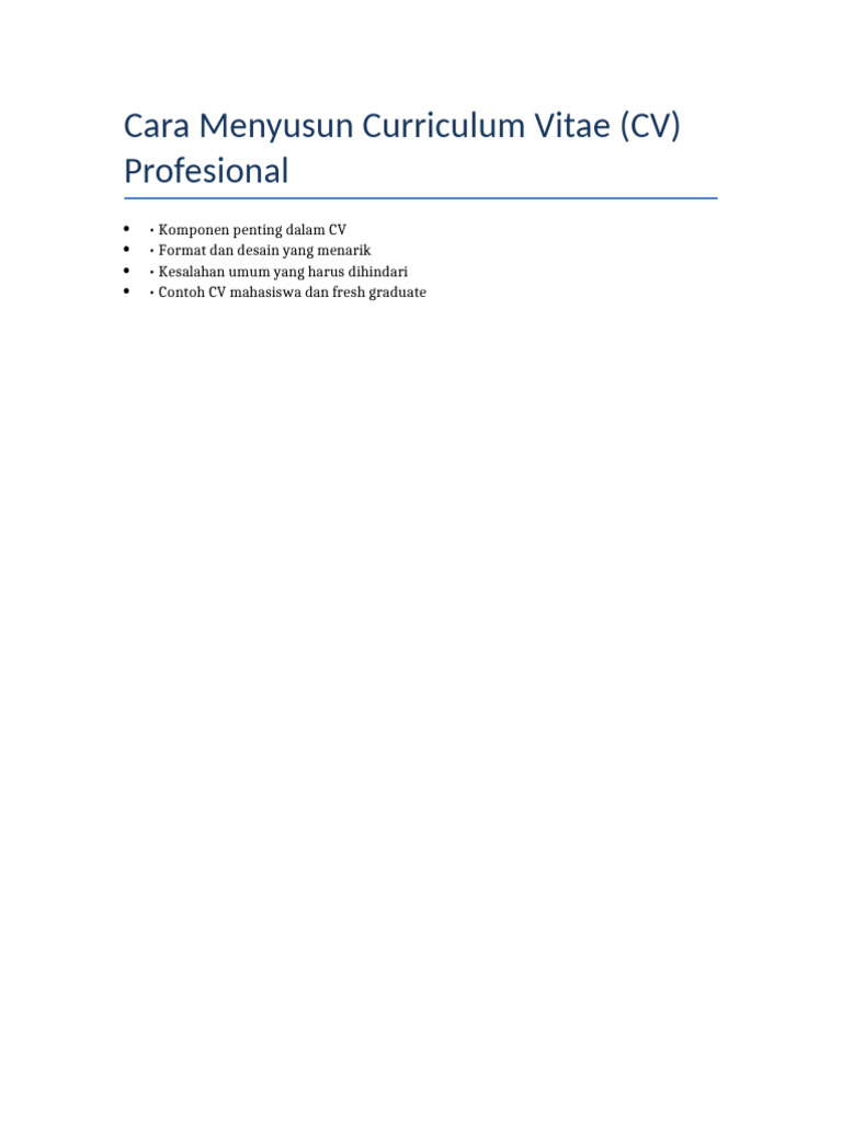 Cara Menyusun Curriculum Vitae (CV) Prof | PDF