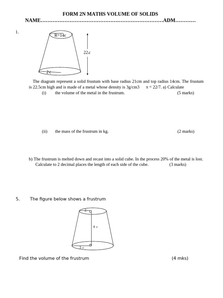 Volume Calculations for Solids | PDF