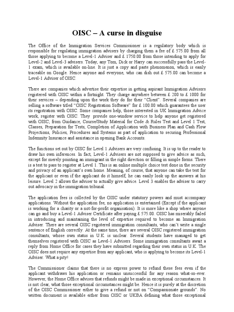 OISC A Curse in Disguise | PDF | Test (Assessment) | Government