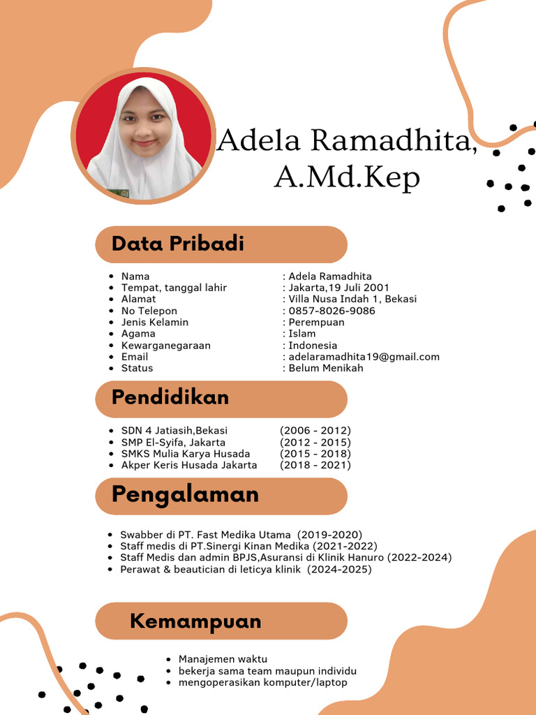Cv lengkap Adela Ramadhita | PDF