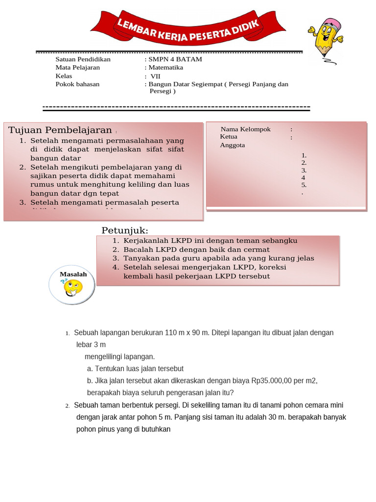 LKPD Bangun Datar PP | PDF