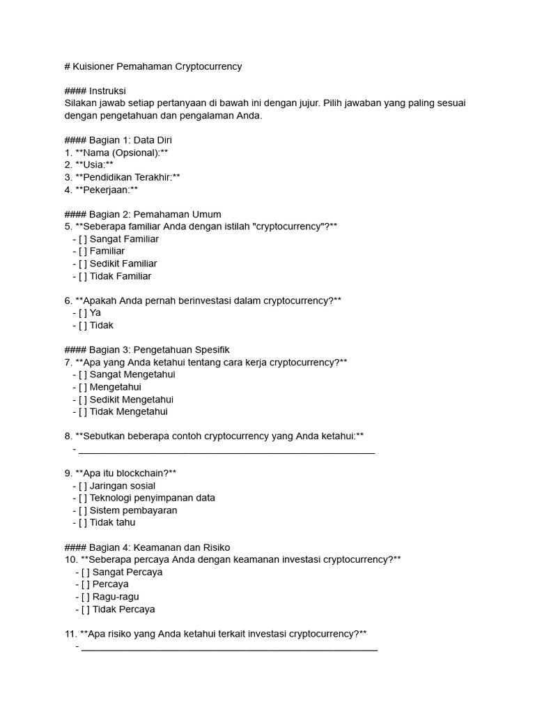 Kerangka Kuisioner | PDF