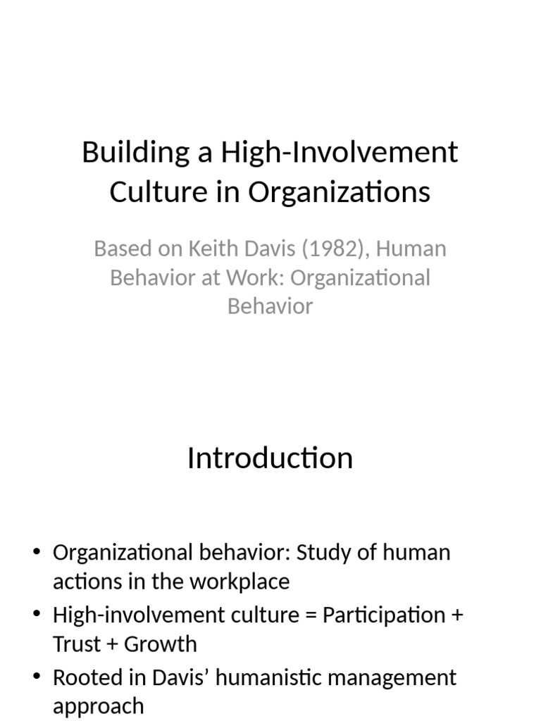 High - Involvement - Culture - by Davis - Presentation | PDF
