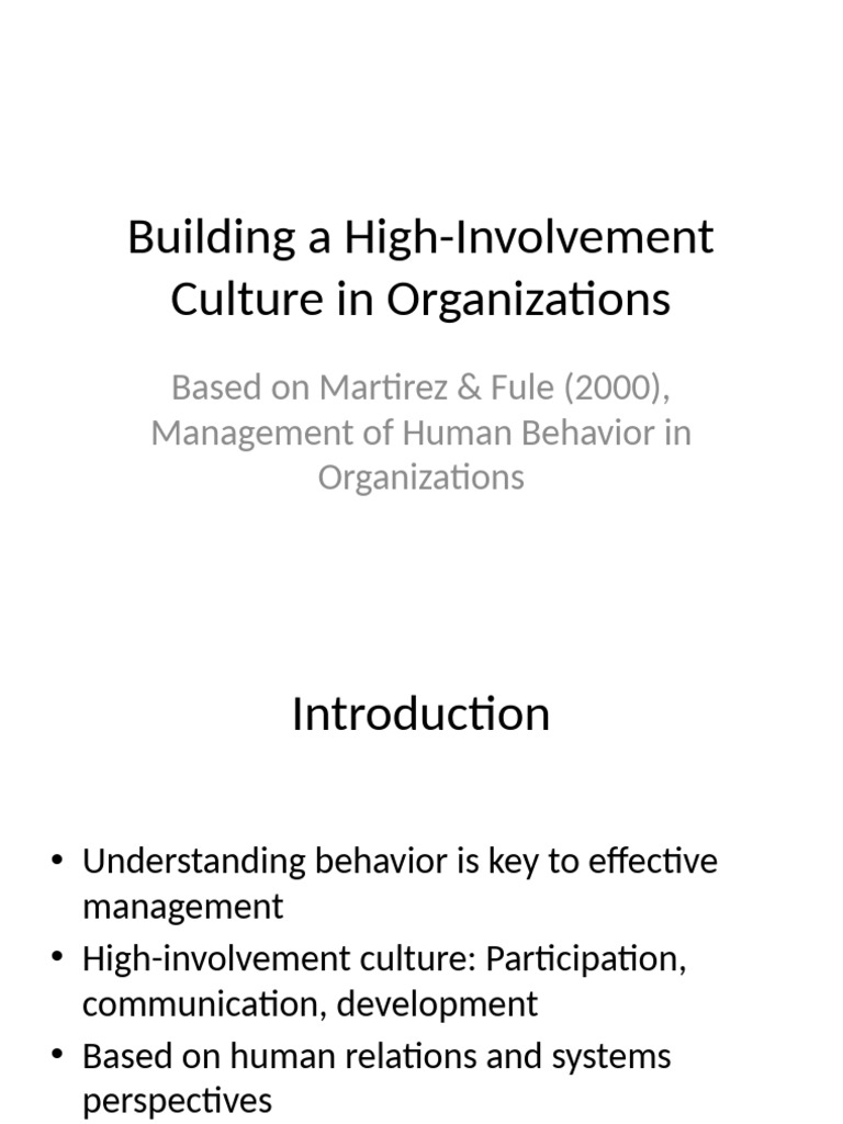 High - Involvement - Culture - by Martirez - Presentation | PDF
