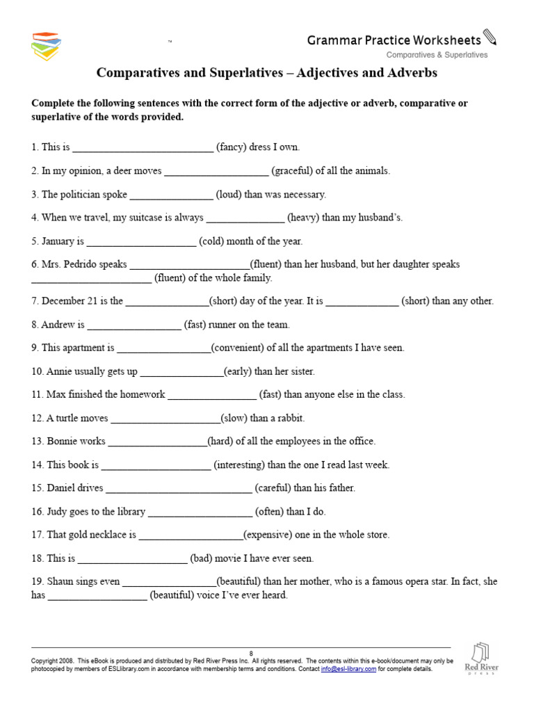 Grammar practice superlative-comparative | PDF | Adverb | Languages
