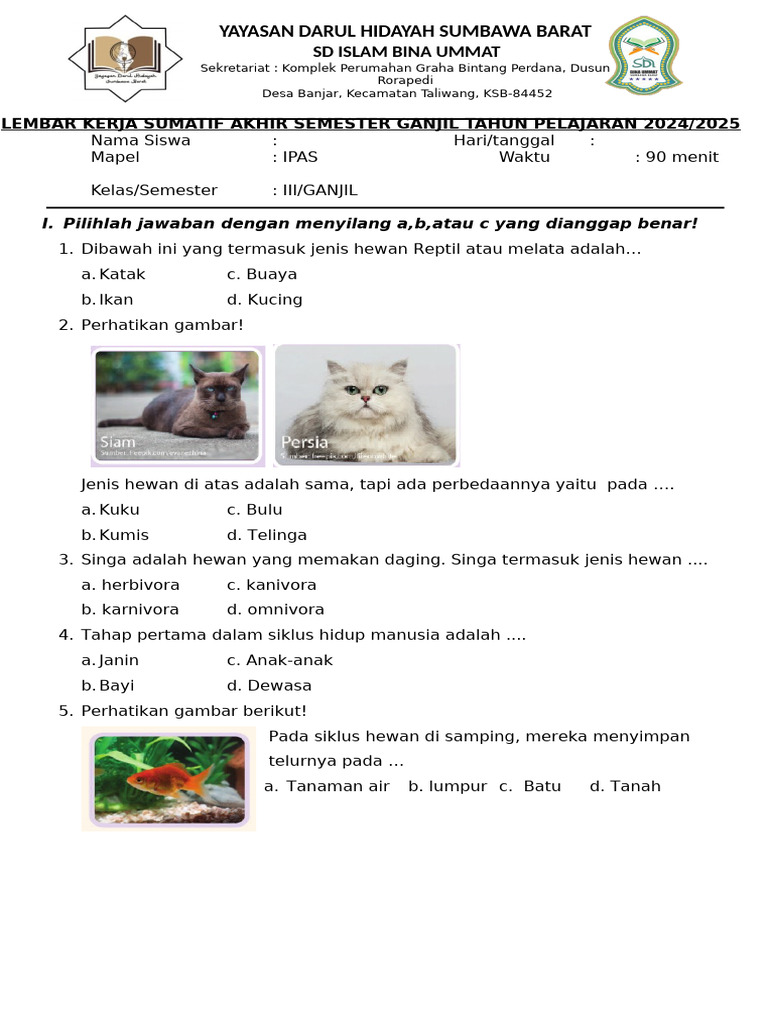 Sas Ipas Kelas 3 Semester 1 | PDF