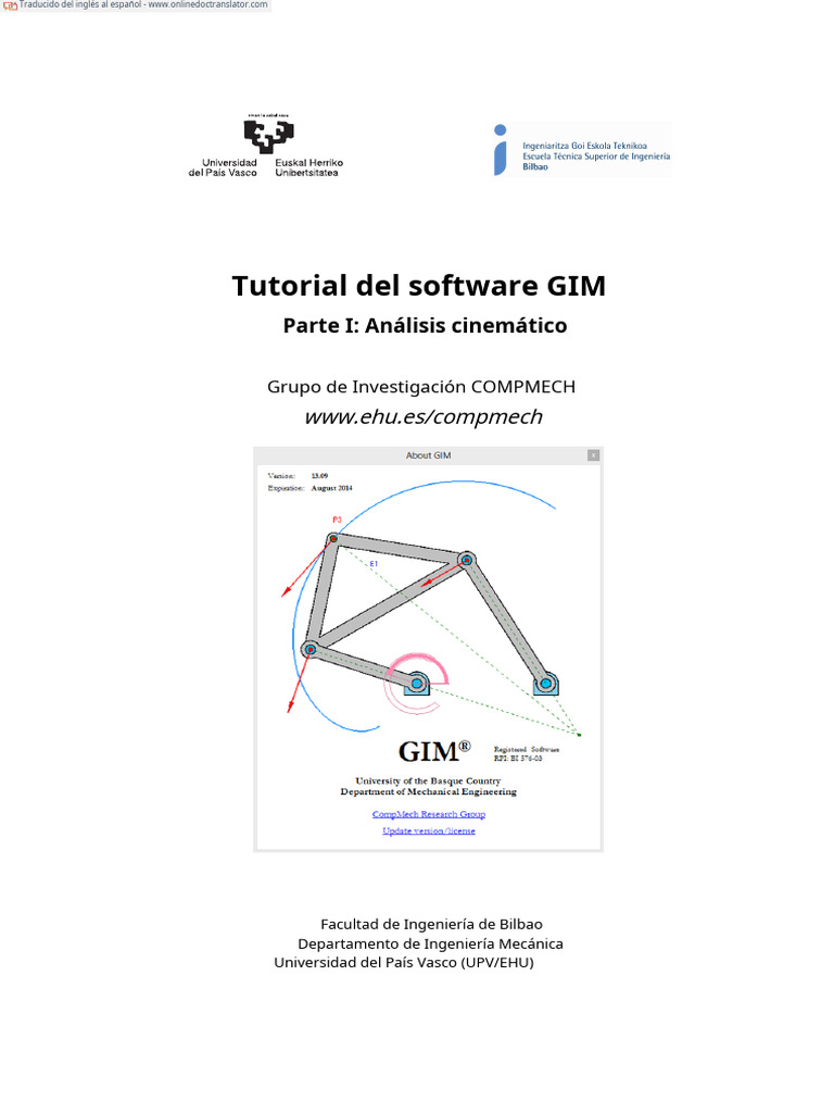 Tutorial Del Software Gim Análisis Cinemático Pdf Cinemática