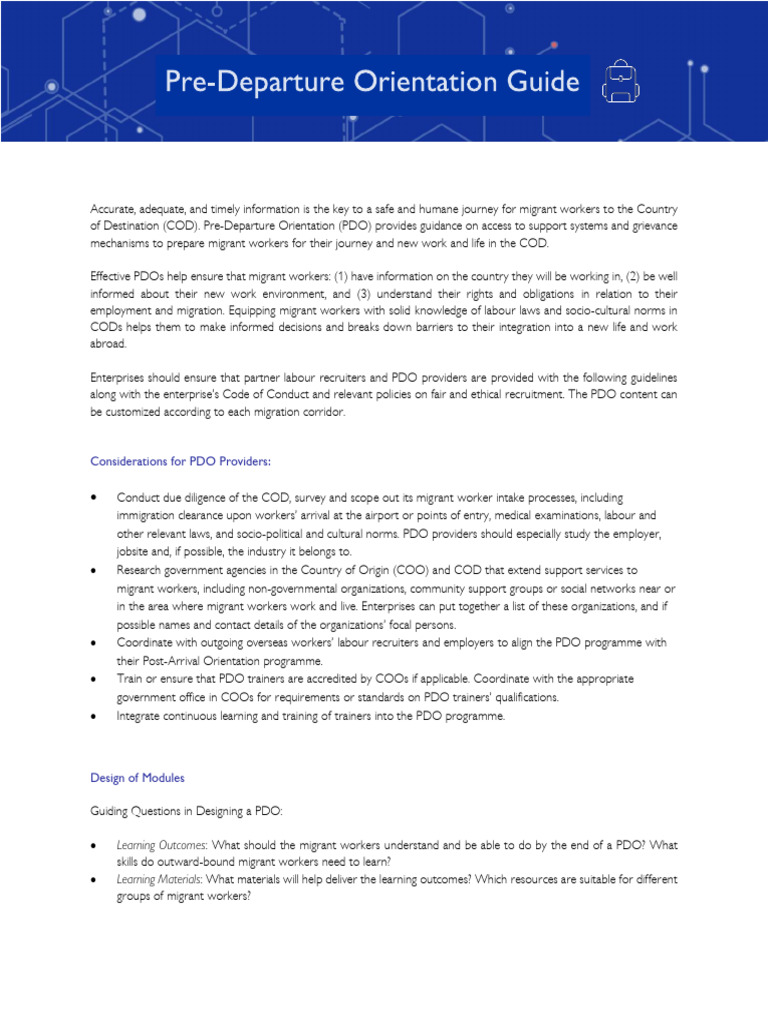 PDO Checklist for Migrant Workers | PDF | Occupational Safety And ...