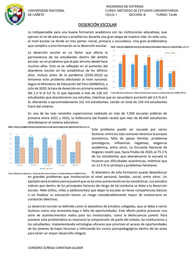 Causas y Consecuencias de la Deserción Escolar | PDF | La delincuencia ...