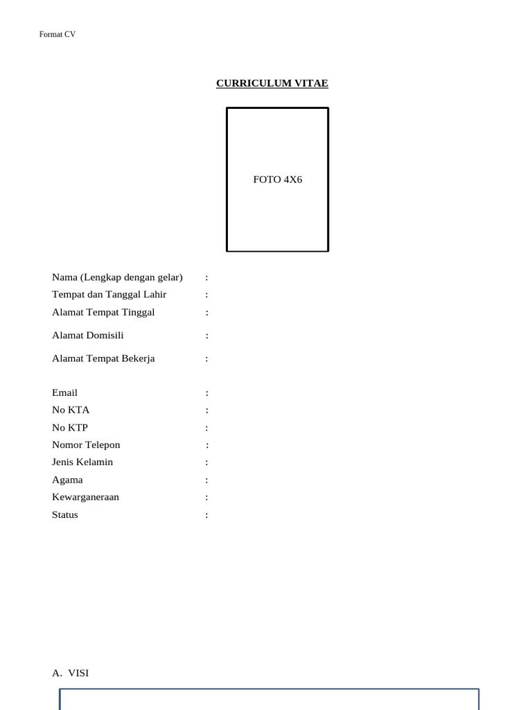 FORMAT CV CALON | PDF