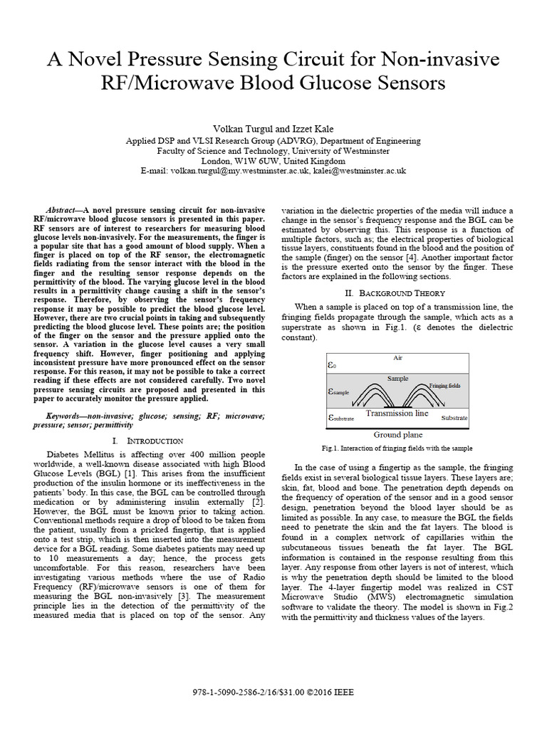 A Novel Pressure Sensing Circuit For Non-Invasive RF Microwave Blood ...
