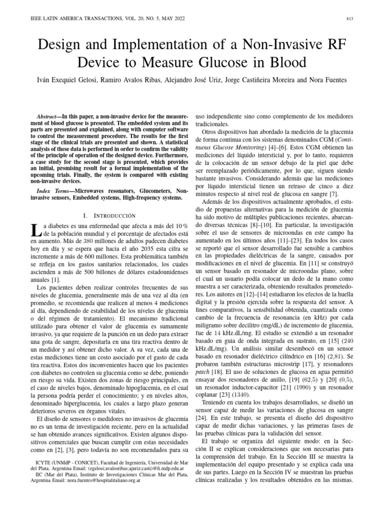 Design and Implementation of A Non-Invasive RF Device To Measure Glucose in Blood | PDF ...