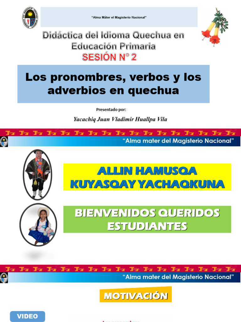 CLASE 2 - Los Pronombres, Verbos y Los Adverbios en Quechua | PDF ...