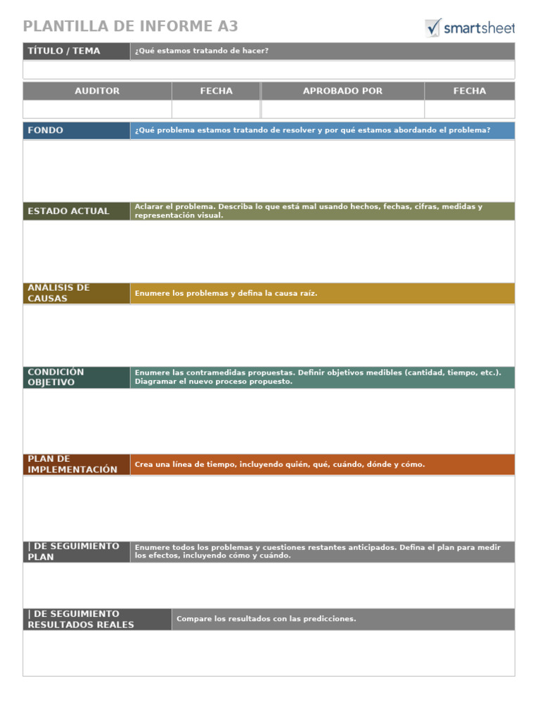 Plantilla de Informe A3 en Word | PDF