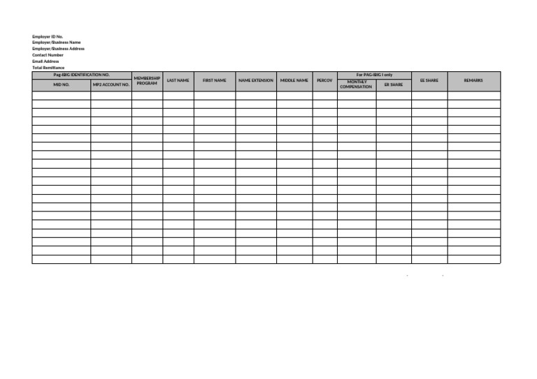 HDMF Remittance Template | PDF