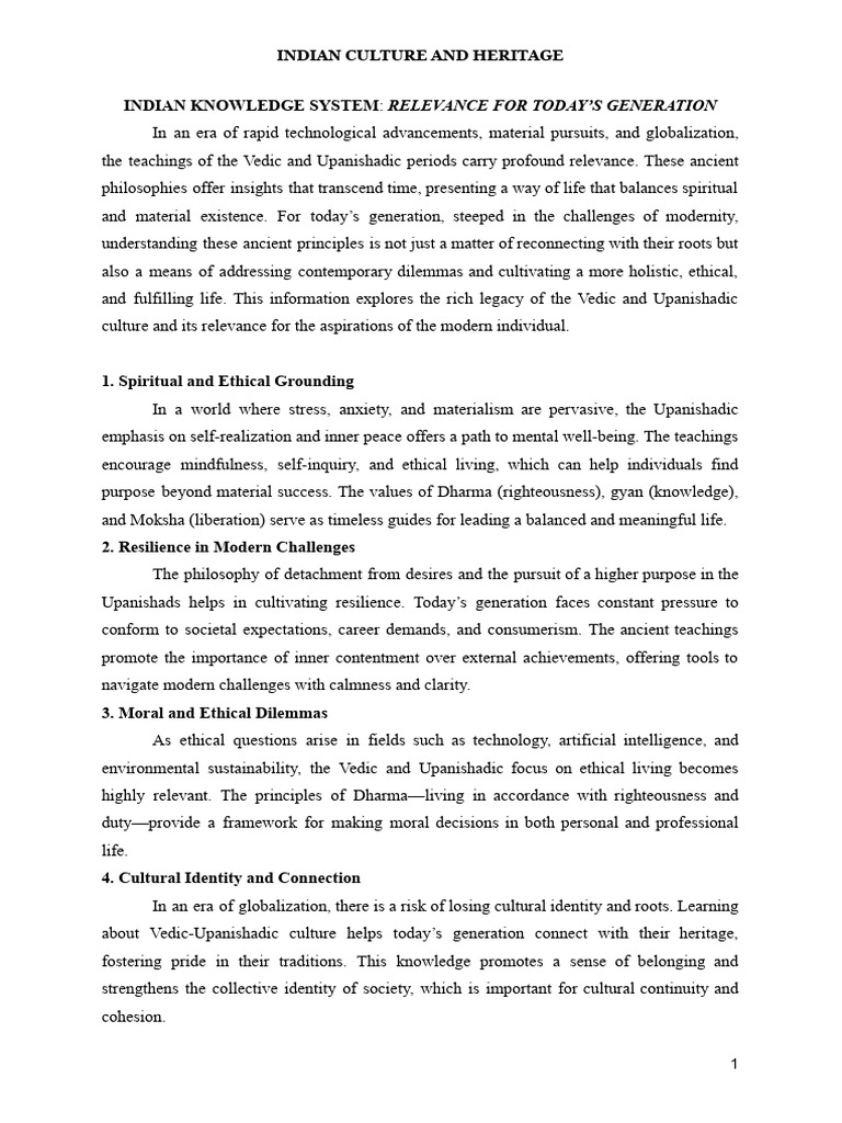 Indian Culture and Heritage | PDF | Vedas | Upanishads