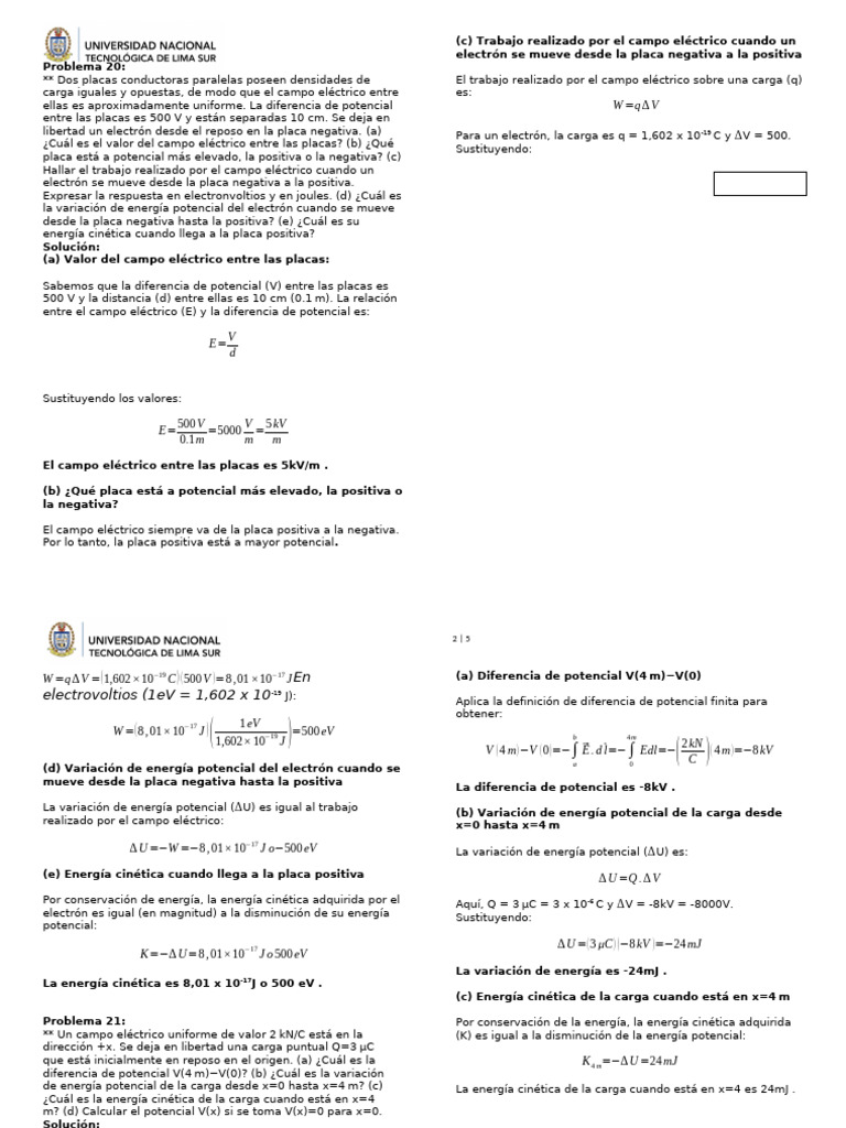 Diferencia de Potencial Electrico | PDF | Electronvoltio | Electricidad