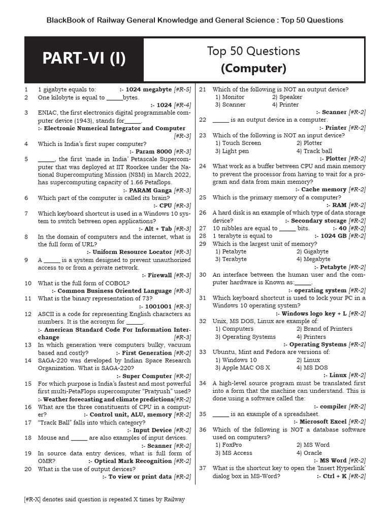 Top 50 Railway Computer Questions | PDF | World Wide Web | Internet & Web
