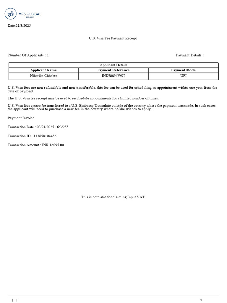 Fee Payment Visa | PDF