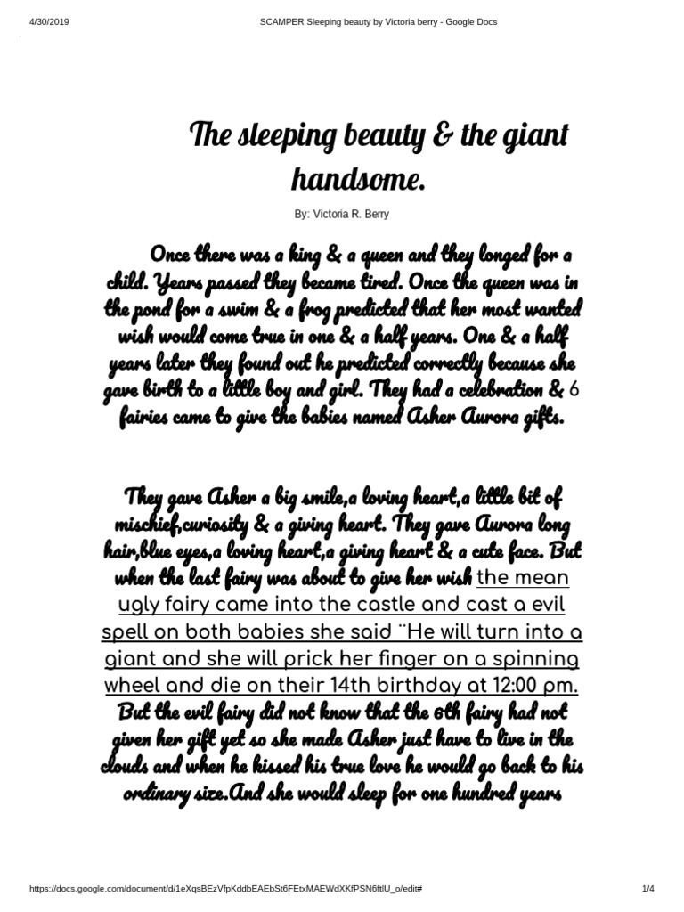 SCAMPER Analysis of Sleeping Beauty | PDF | Fairy Tales