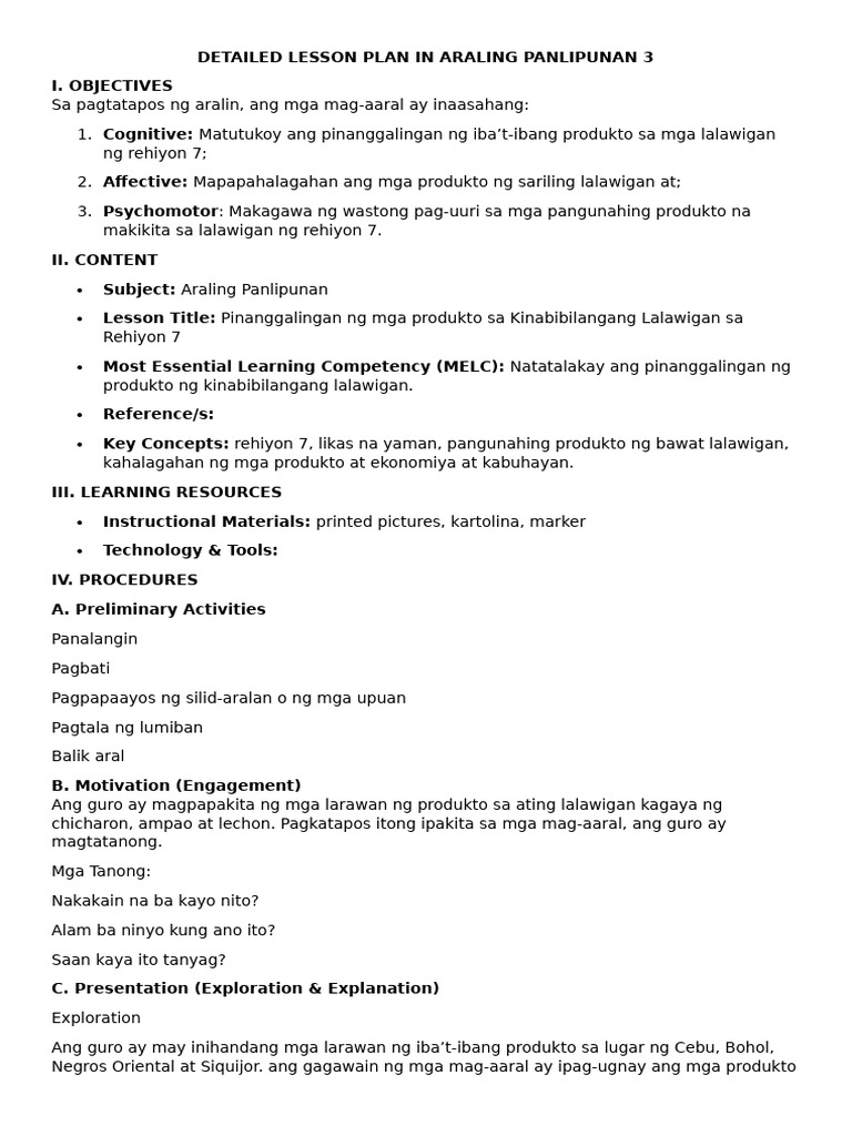 Detailed Lesson Plan in Araling Panlipunan | PDF