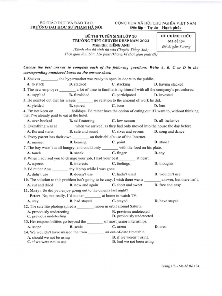 Đề CSP 2022-2023 (SỬA PART 3) CHUYÊN ANH TUTORIALS | PDF