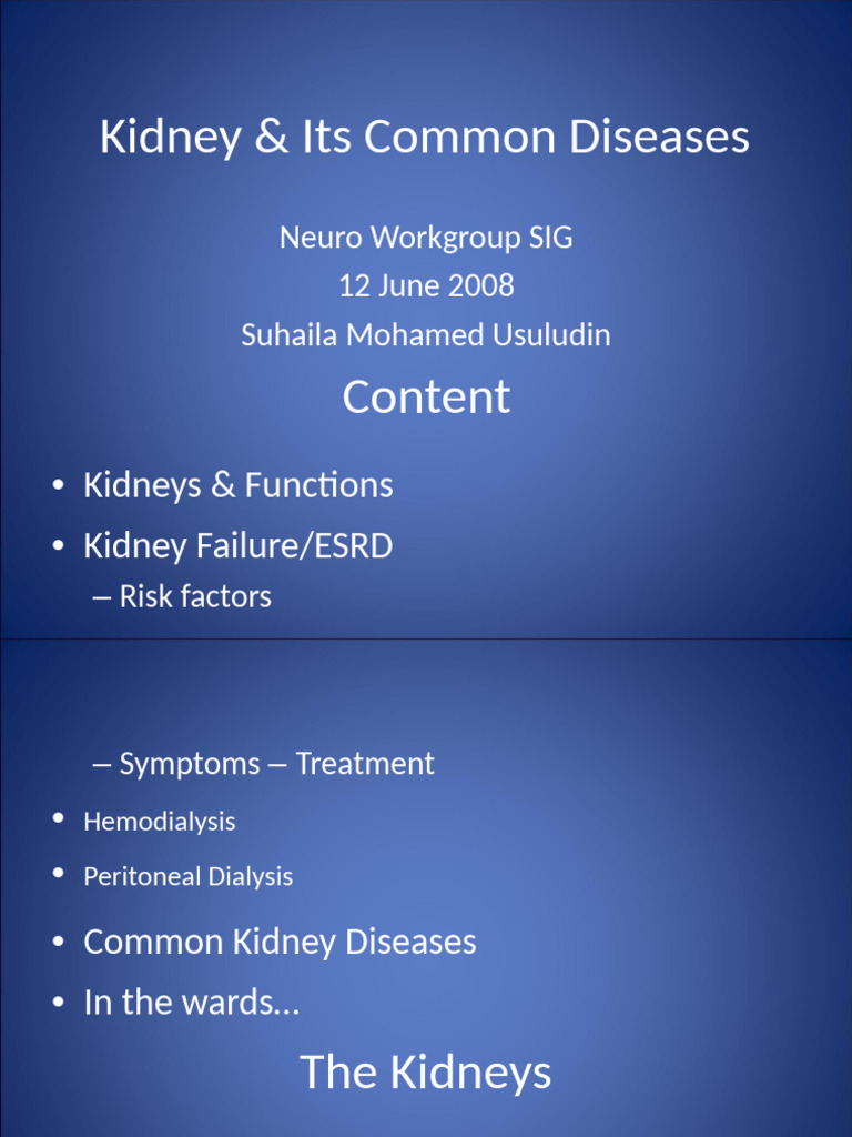 Kidney-For-Presentation and Complications | PDF | Kidney | Urinary ...