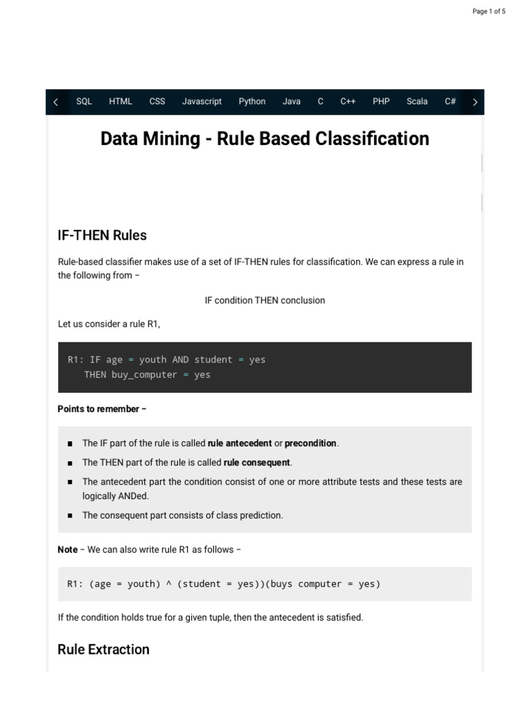 RuleBase Classifiers in Data Mining | PDF | Computing | Computer Programming