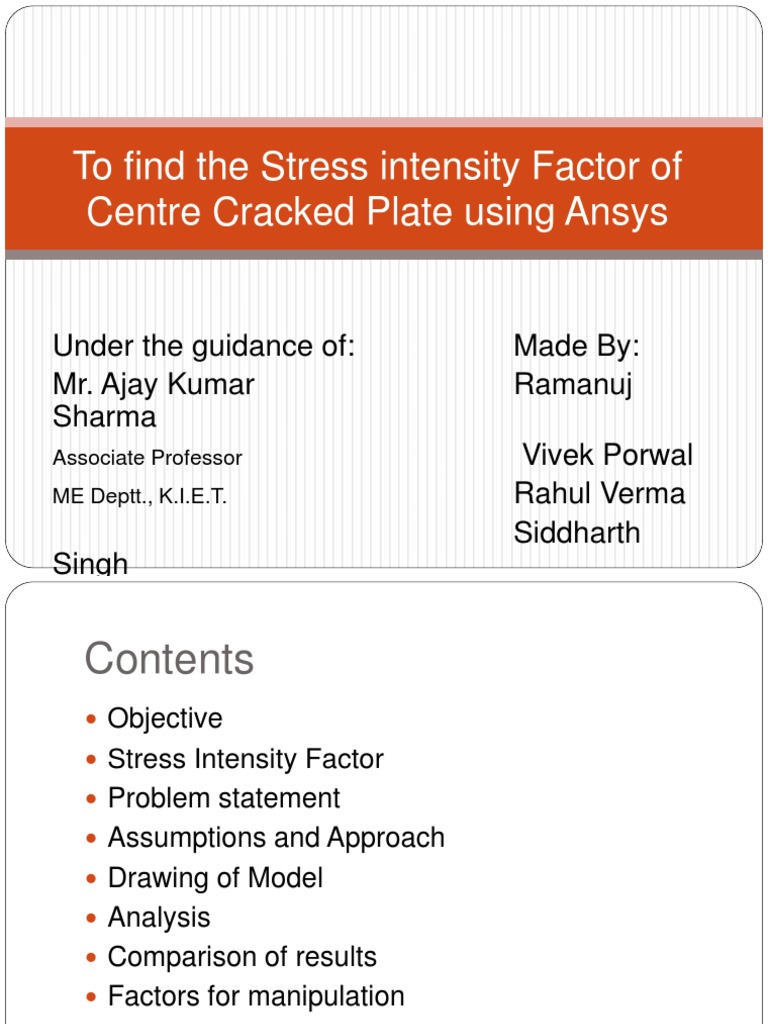 To Find The Stress Intensity Factor of Centre Cracked Plate Using Ansys ...