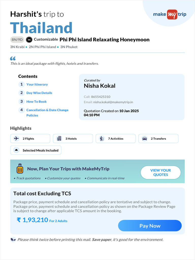 Phi Phi Island Honeymoon Package | PDF