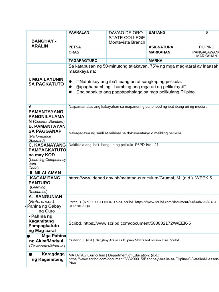 EXPLICIT Lesson Plan Grade 6 | PDF