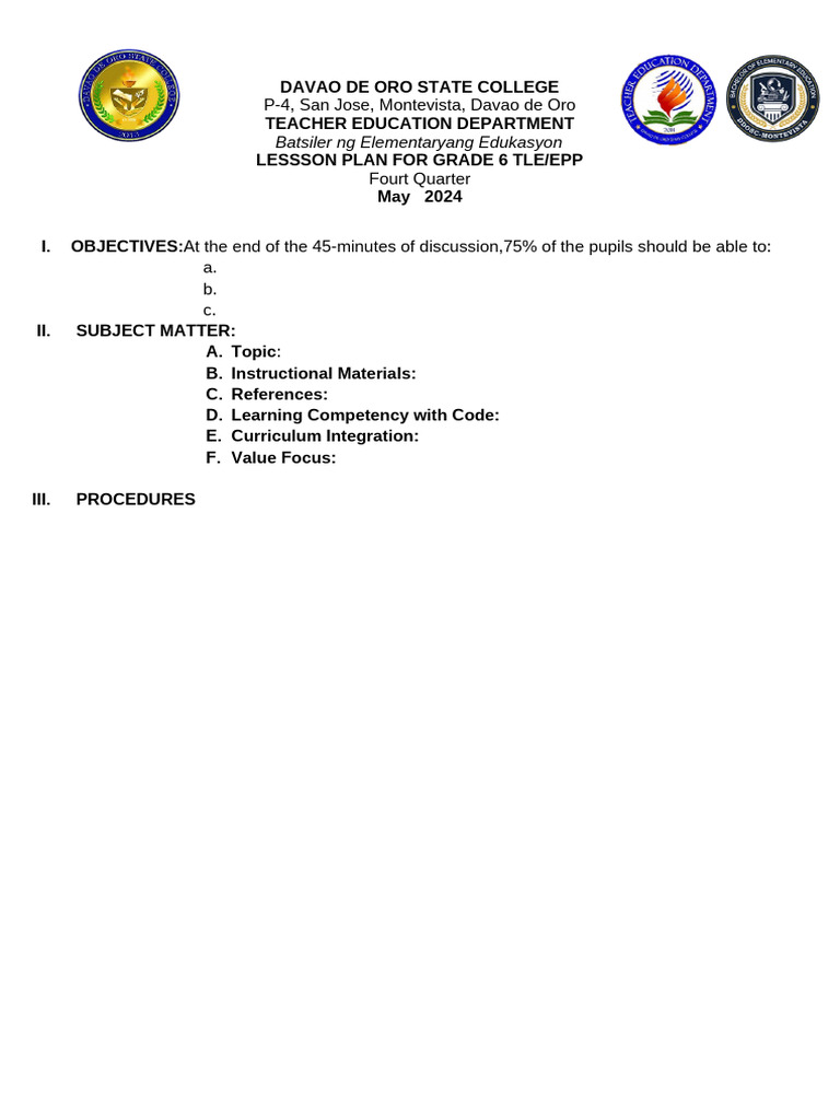 Lesson Plan Tle | PDF