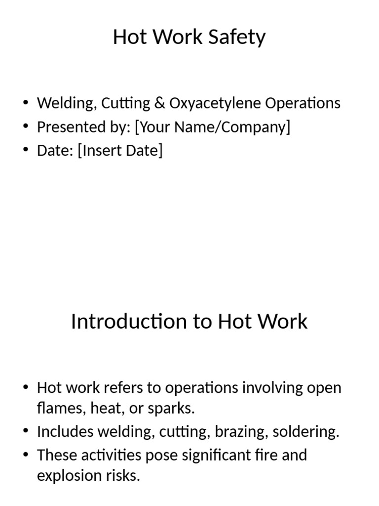 Hot Work Safety Training Overview | PDF | Occupational Safety And ...