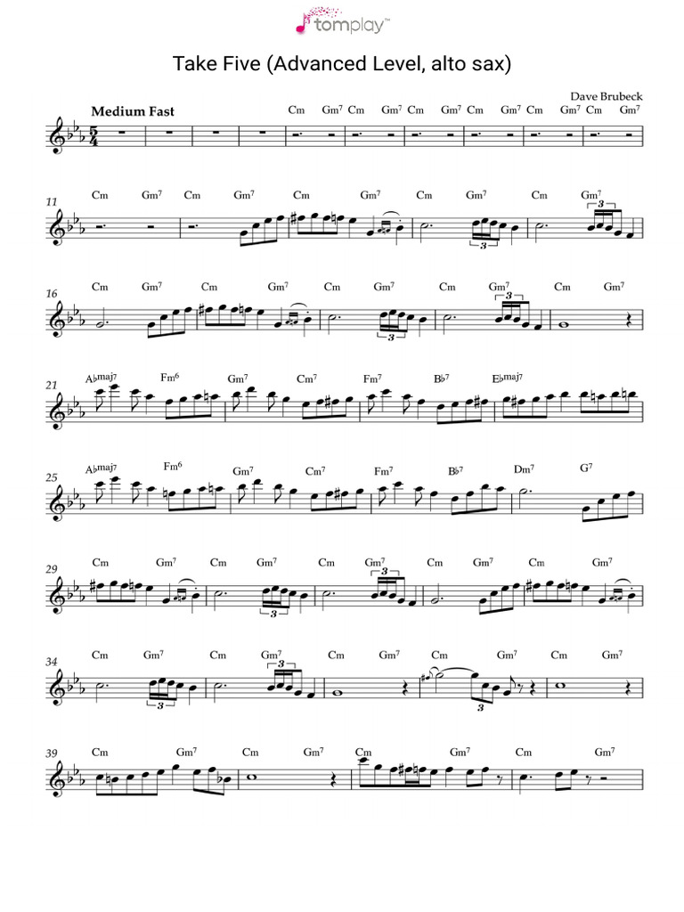 Take Five (Advanced Level, Alto Sax) | PDF