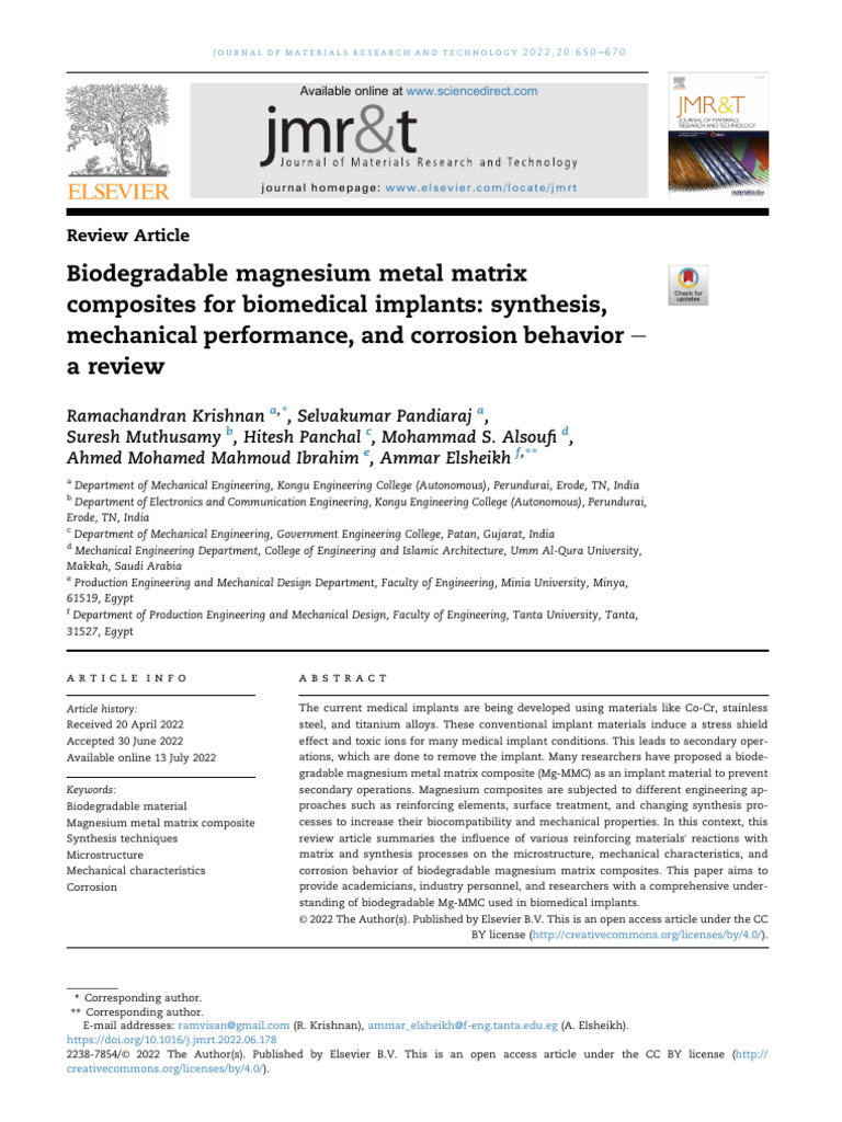 10 Biodegradable magnesium metal matrix composites for biomedical ...