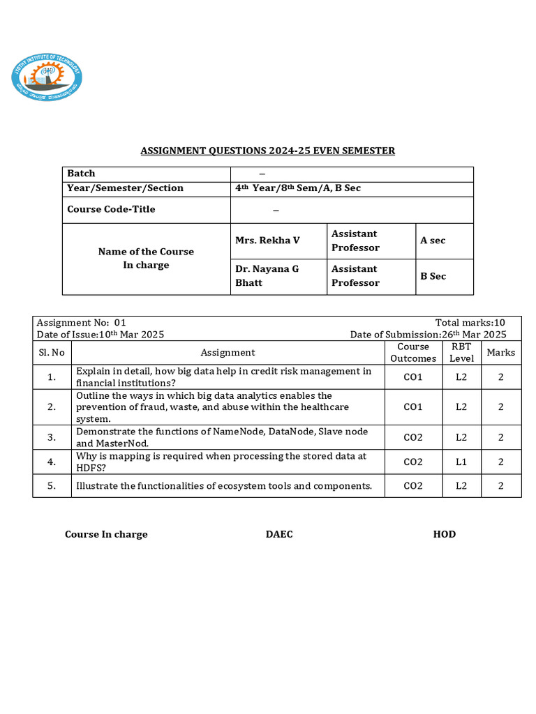 Big Data (8th) - ASSIGNMENT1 | PDF | Information Technology Management | Business