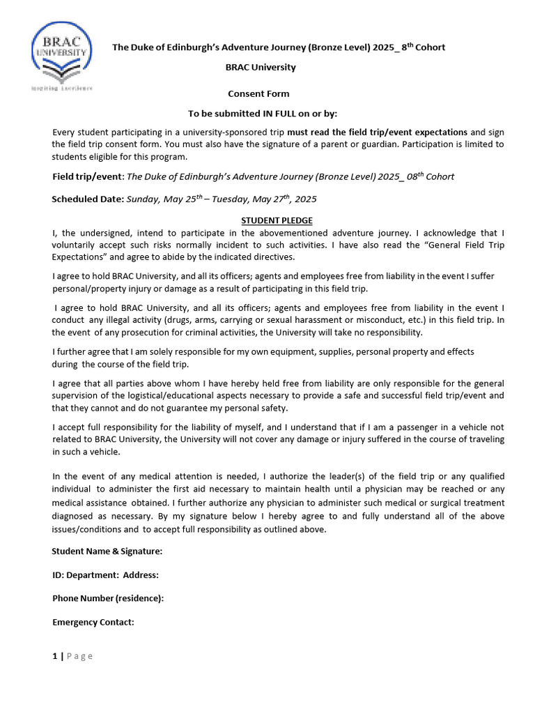DOfe Adventure Journey Consent Form 08 | PDF | Informed Consent | Justice